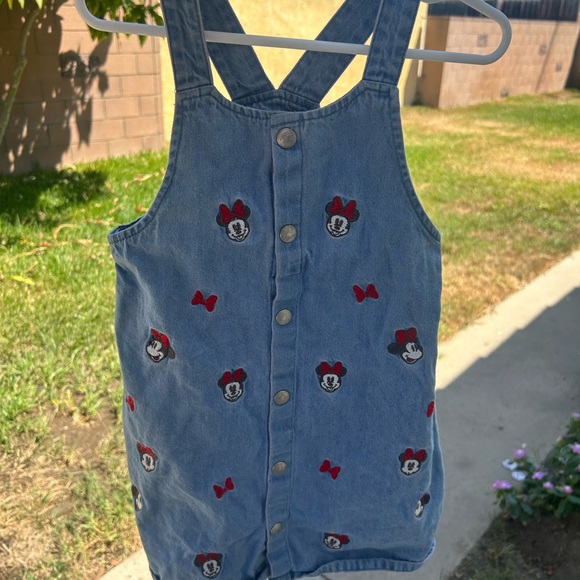 Disney | Dresses | Disney Minnie Mouse Embroidered Blue Denim Overalls ...